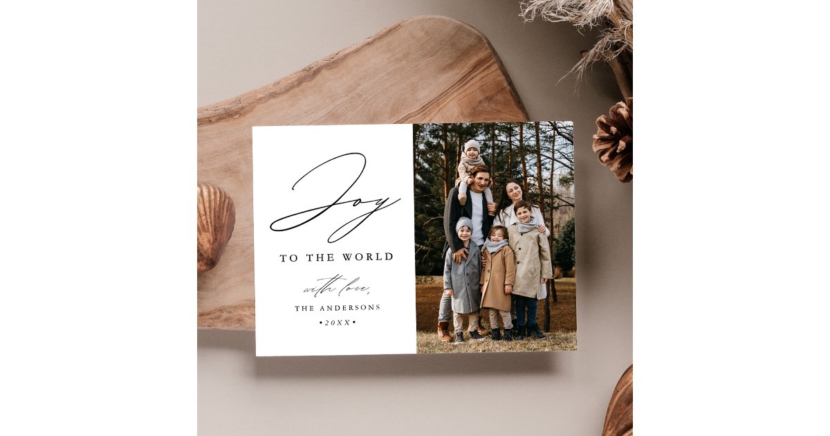 Modern Joy to the World Photo Holiday Card | Zazzle