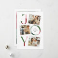 Modern Joy Typography Christmas 3-Photo Snapshots Holiday Card | Zazzle
