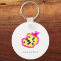Modern Kids Hand Drawn Passion Fruit Pink Yellow Keychain | Zazzle