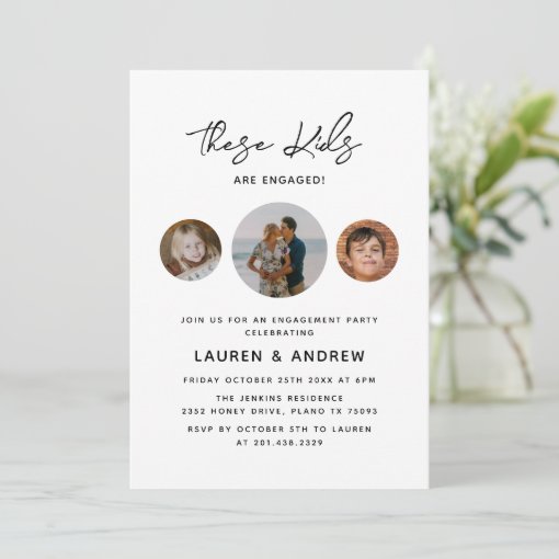 Modern Kids Photo Funny Script Engagement Party Invitation | Zazzle