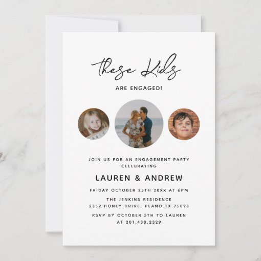 Modern Kids Photo Funny Script Engagement Party Invitation | Zazzle