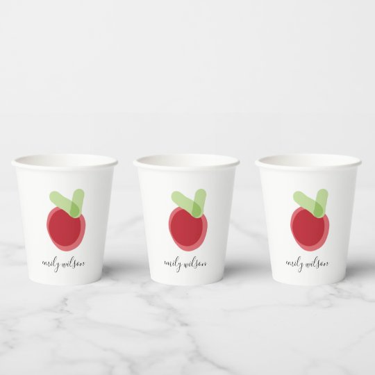 Modern Kids School Teacher Hand Drawn Apple Paper Cups | Zazzle.com