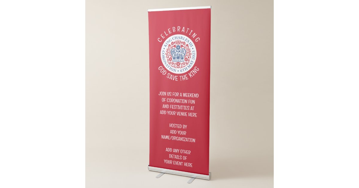 Modern KING CHARLES III Coronation Retractable Banner | Zazzle