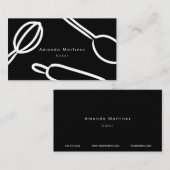 Modern Kitchen Utensils Black Baker Business Card | Zazzle