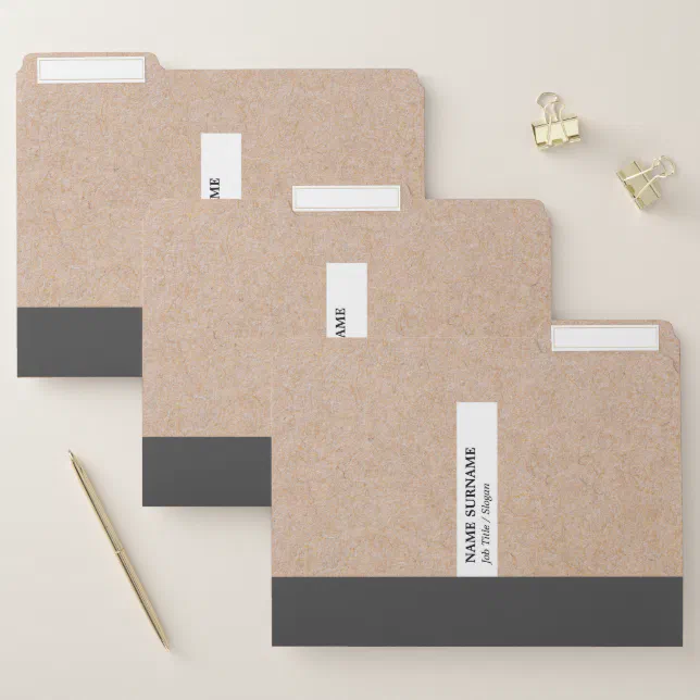 Modern Kraft Accent Business Personal File Folder | Zazzle