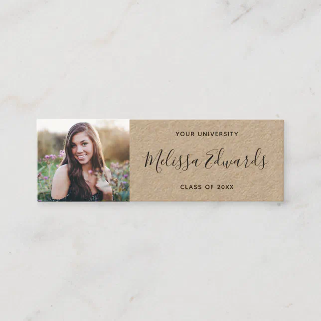 Modern kraft class of graduation photo name card | Zazzle