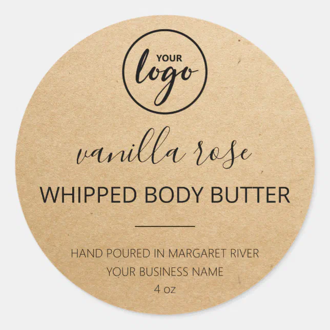 Modern Kraft Paper Body Butter Logo Labels | Zazzle