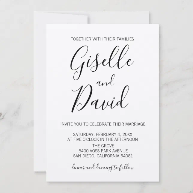 Modern Kraft Script Wedding Invitation | Zazzle