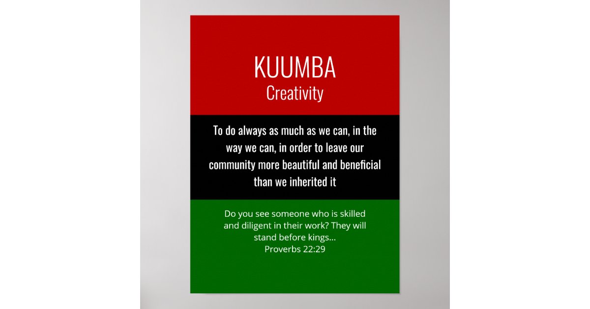 Modern Kwanzaa KUUMBA Poster | Zazzle