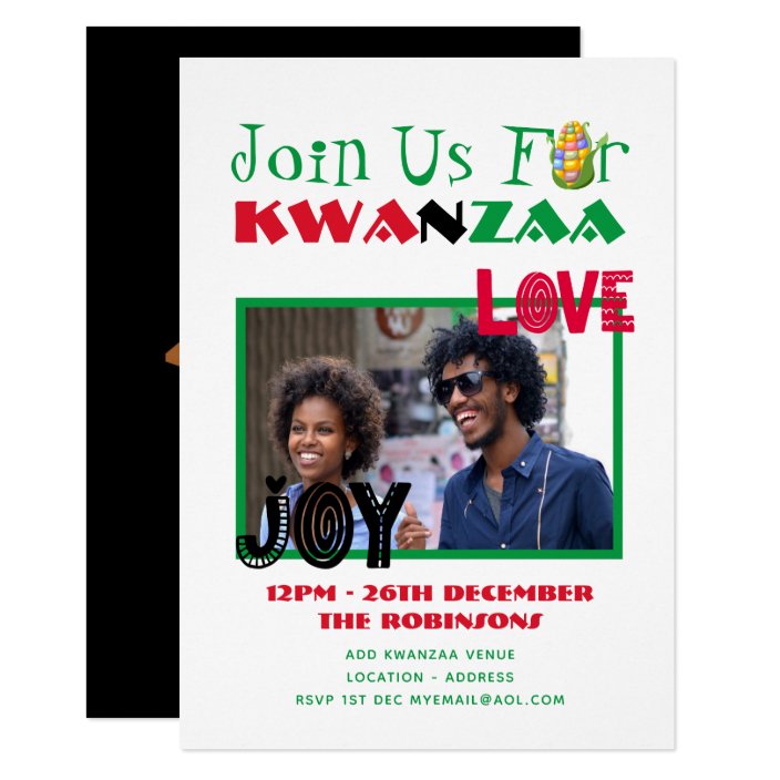 Modern KWANZAA Photo Party Invite 7 Candles | Zazzle.com
