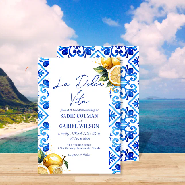 Modern La Dolce Vita Italian Lemon Wedding Invitation | Zazzle