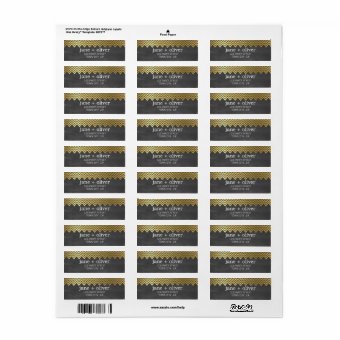 MODERN LABEL chevron pattern gold foil chalkboard | Zazzle