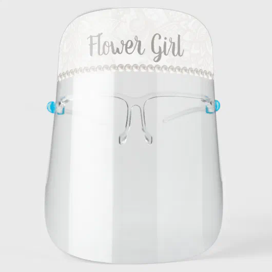 Modern Lace & Pearl Flower Girl Wedding Face Shield | Zazzle