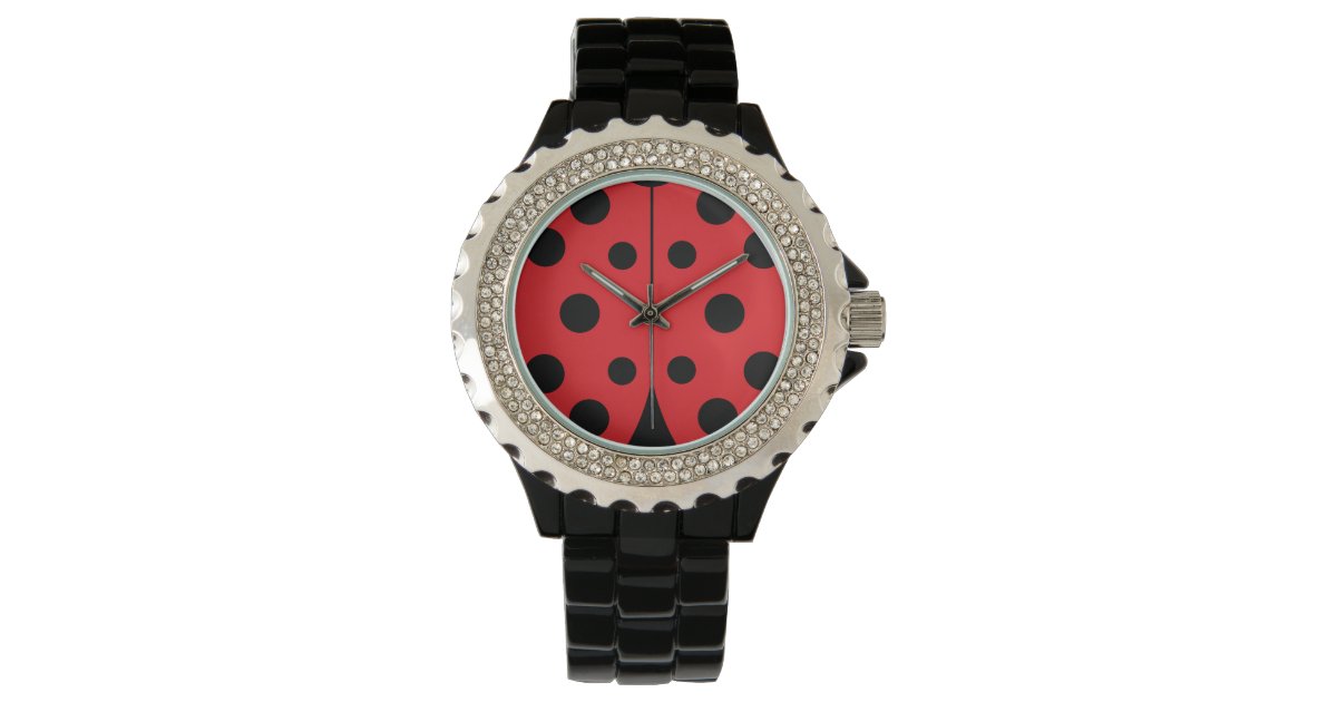 Modern Ladybug Rhinestone Watch | Zazzle
