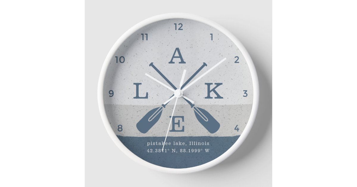 Modern Lake House Custom Coordinates Clock | Zazzle