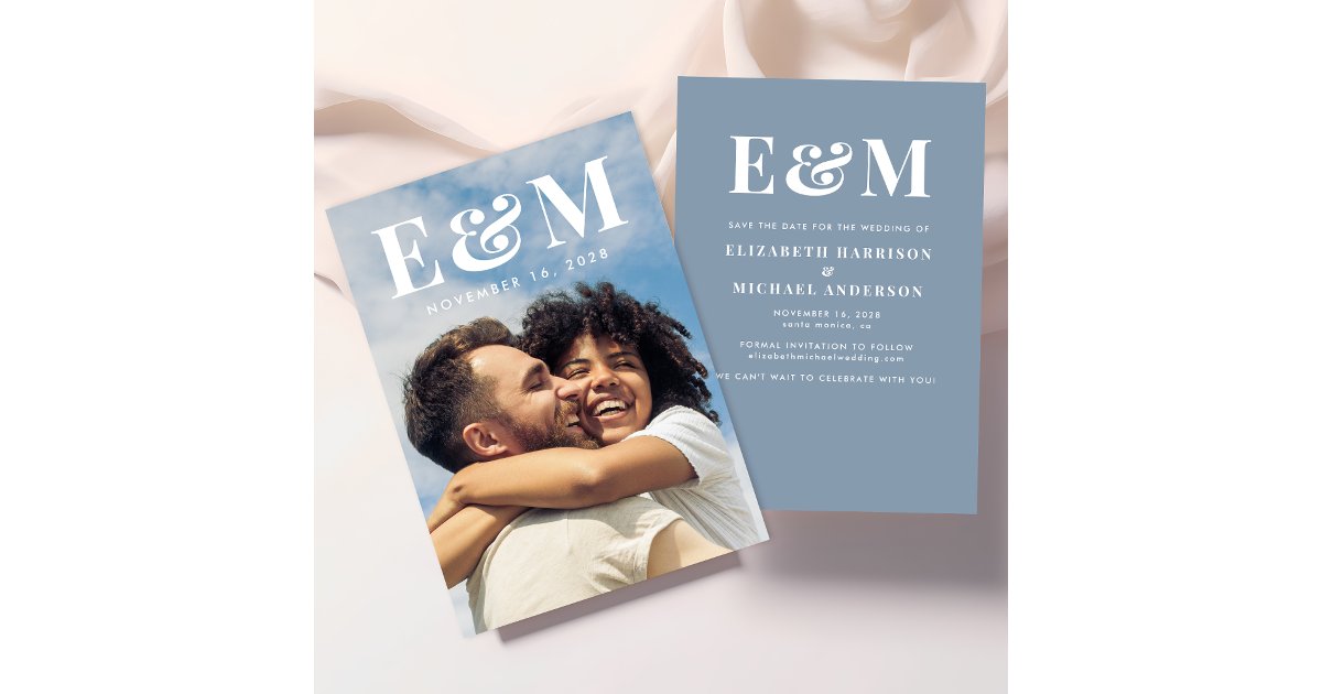 Modern Large Bold Monogram Initials Photo Save The Date | Zazzle