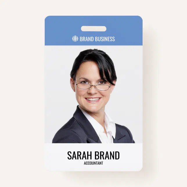 Modern Large Employee Photo Staff ID Badge | Zazzle