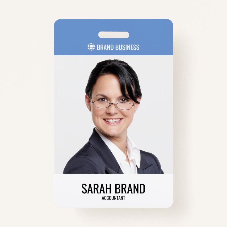 Modern Large Employee Photo Staff ID Badge | Zazzle