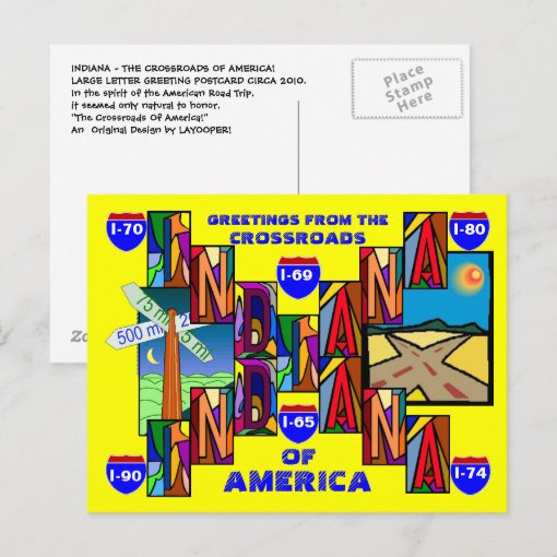 MODERN LARGE LETTER INDIANA GREETINGS POSTCARD! POSTCARD | Zazzle