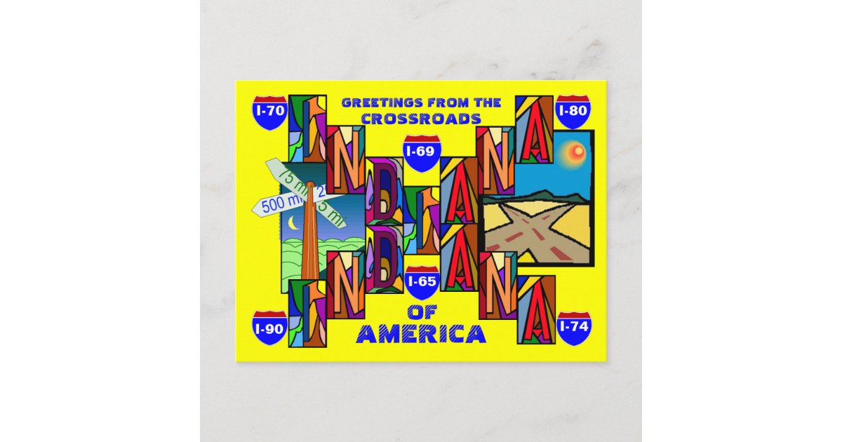 MODERN LARGE LETTER INDIANA GREETINGS POSTCARD! POSTCARD | Zazzle