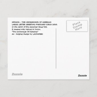 MODERN LARGE LETTER INDIANA GREETINGS POSTCARD! POSTCARD | Zazzle