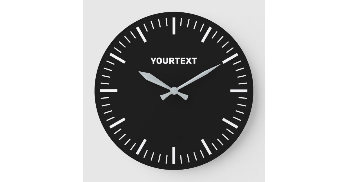 Modern large oversized black no number wall clock | Zazzle