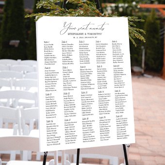 Modern Large Wedding Guest List Seating Chart Foam Board | Zazzle