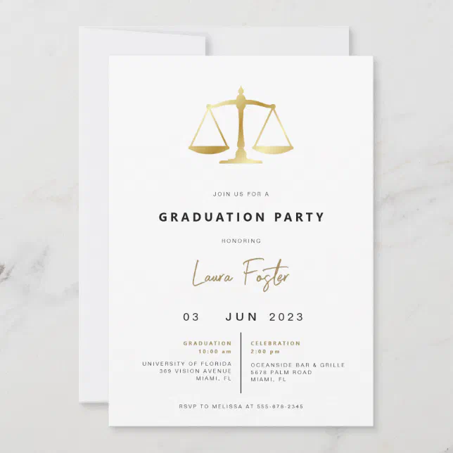 Modern Law School Graduation Party Invitation | Zazzle