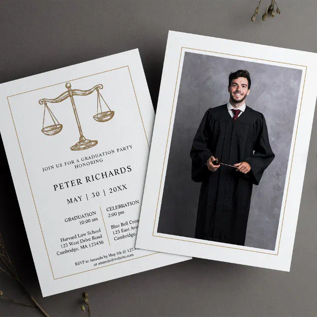 Modern Law School Graduation Party Invitation | Zazzle