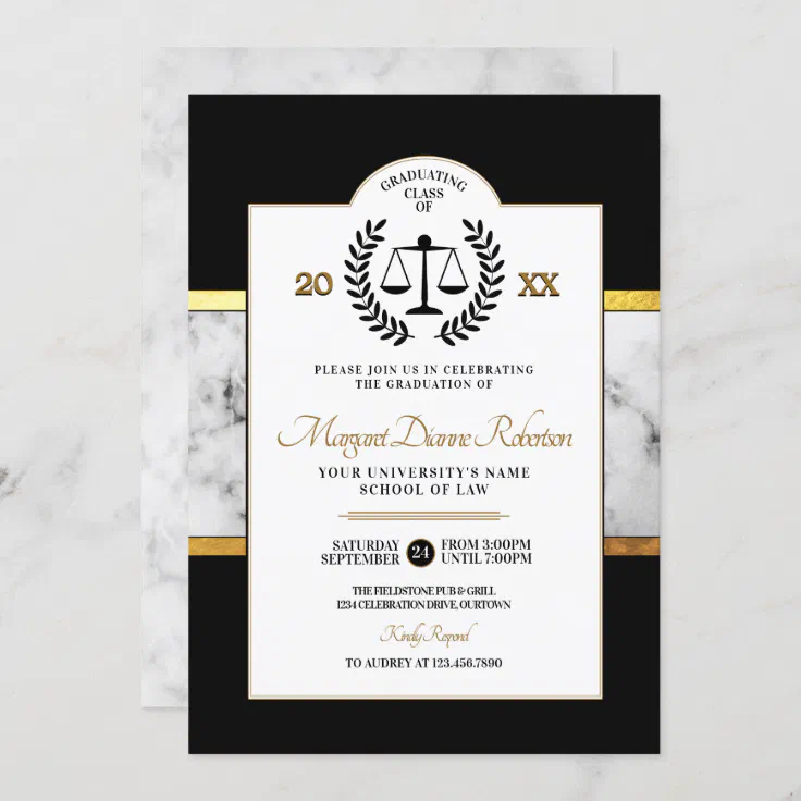Modern Law School Graduation Party Invitations | Zazzle