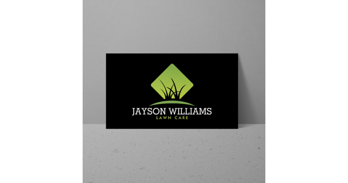 Modern Lawn Care/Landscaping Grass Logo Black Business Card | Zazzle