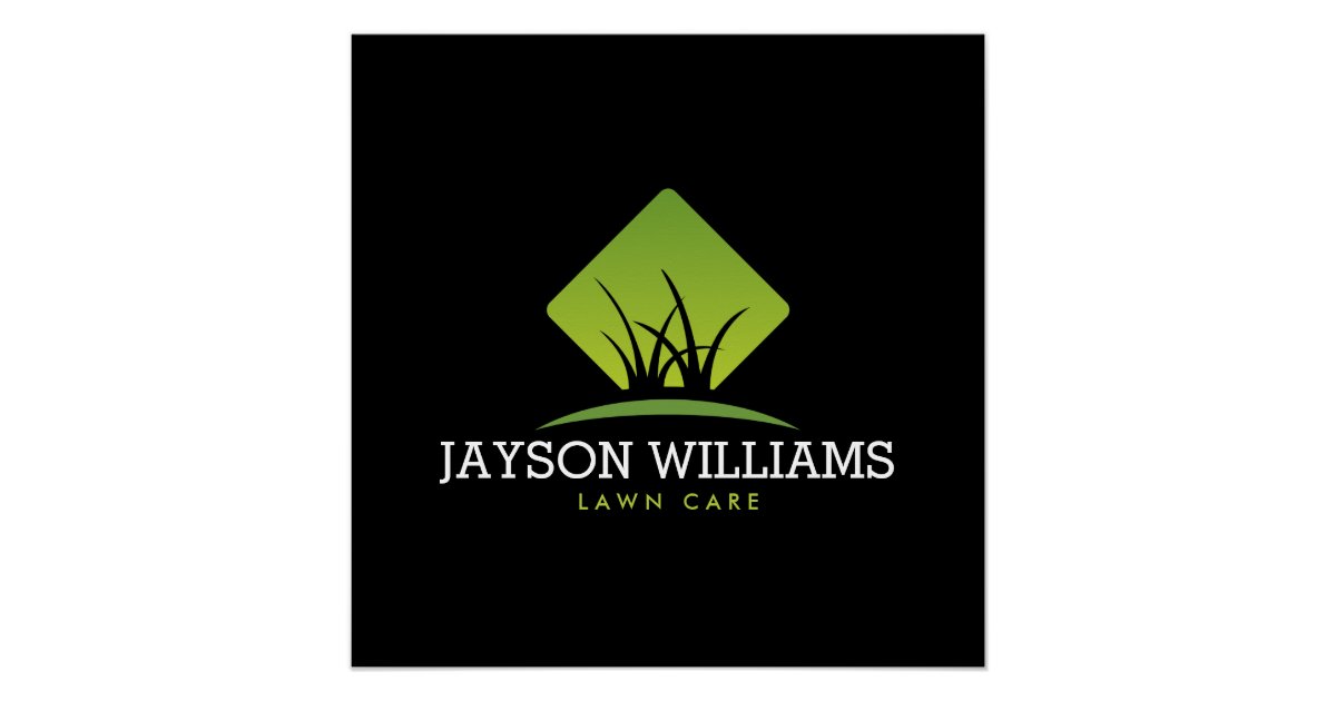 Modern Lawn Care/Landscaping Grass Logo Black Poster | Zazzle