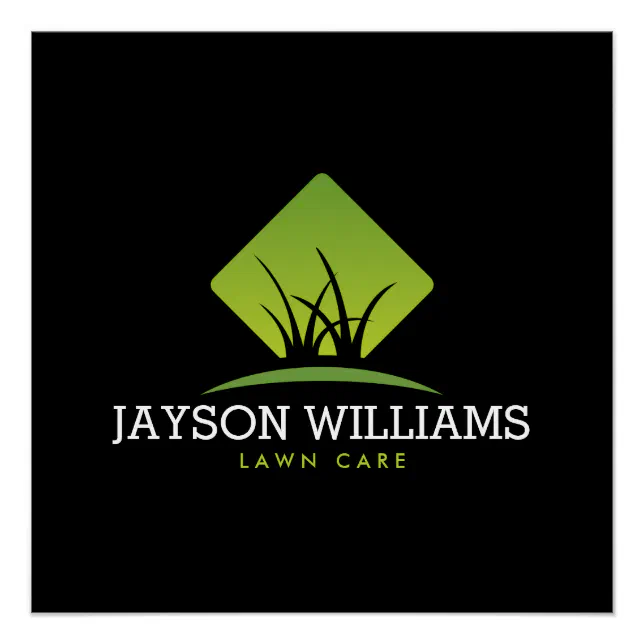 Modern Lawn Care/Landscaping Grass Logo Black Poster | Zazzle