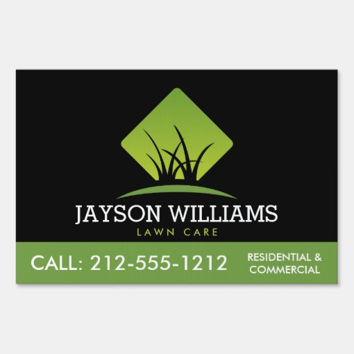 Modern Lawn Care/Landscaping Grass Logo Black Sign | Zazzle