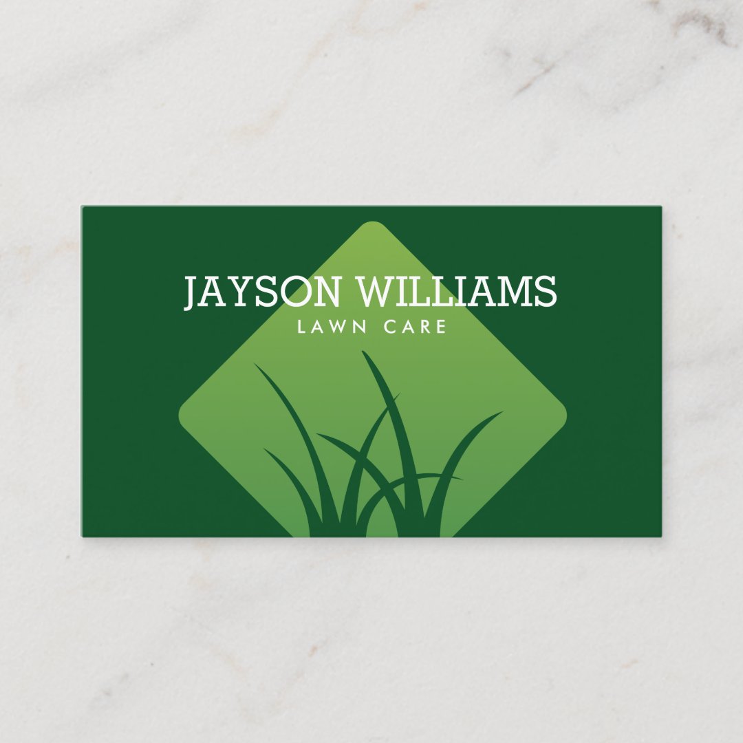 Modern Lawn Care/Landscaping Grass Logo Dark Green Business Card | Zazzle