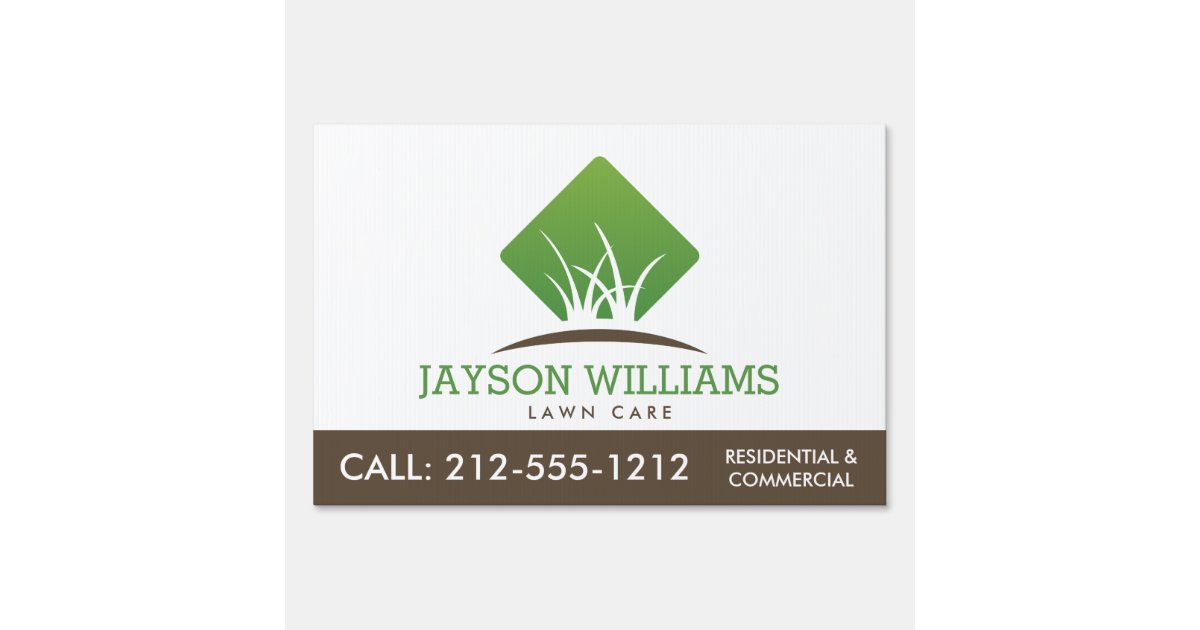 Modern Lawn Care/Landscaping Grass Logo White Sign | Zazzle