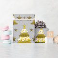 Modern Layered Christmas Trees & Gold Stars Wrapping Paper | Zazzle