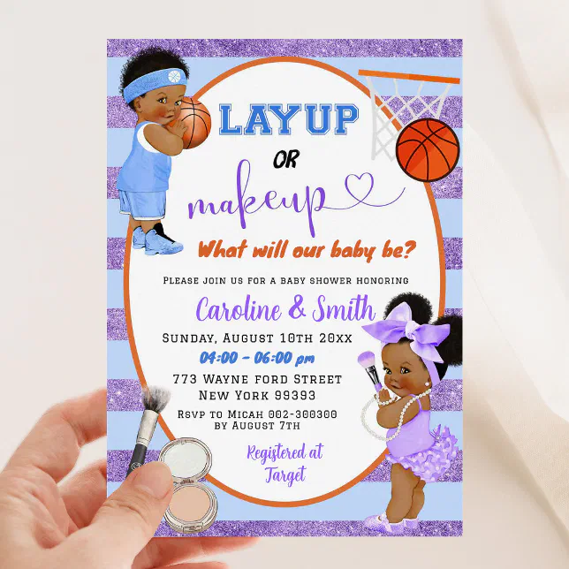 Modern Layup or Makeup Gender Reveal Invitation | Zazzle