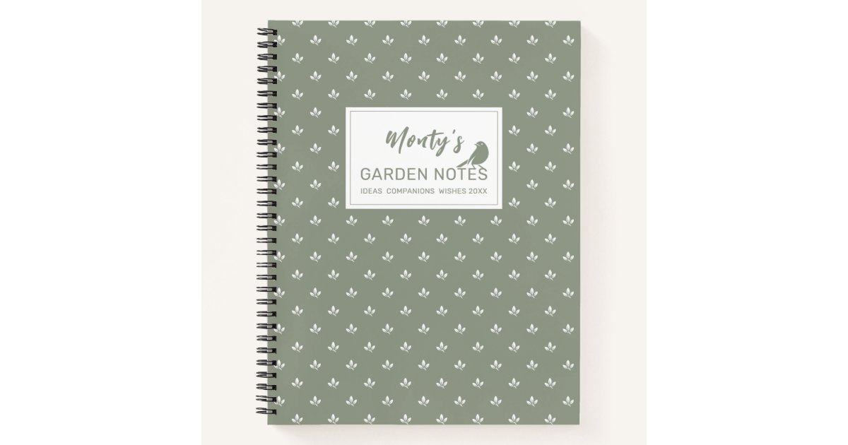 Modern Leaf Pattern Gardening | Custom Notebook | Zazzle