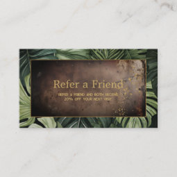 Modern Leather Greenery Stylish QR Referral Card | Zazzle