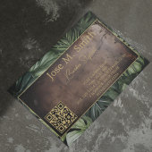 Modern Leather Greenery Stylish QR Referral Card | Zazzle