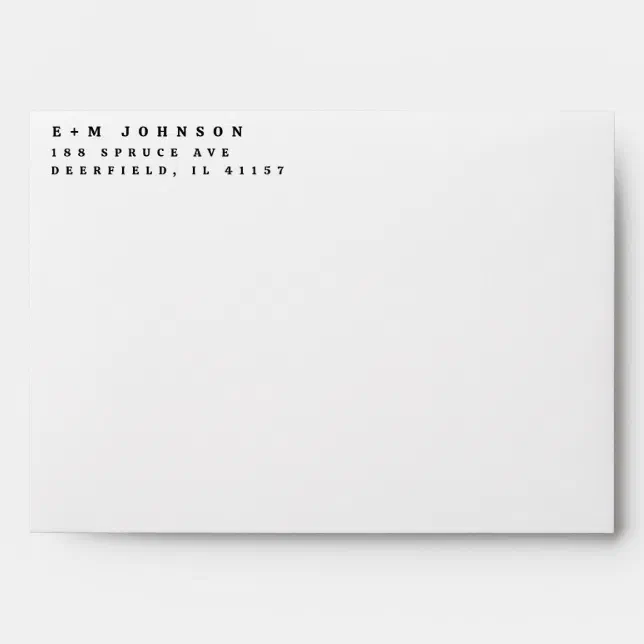 Modern Left Aligned Return Address Pre Printed Envelope | Zazzle