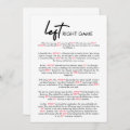Modern Left Right Bridal Shower Game Card | Zazzle
