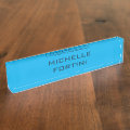Modern Legible Name Plain Sky& Ocean Blue Desk Name Plate | Zazzle