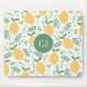 Modern Lemon Citrus Summer Yellow Green Monogram Mouse Pad | Zazzle