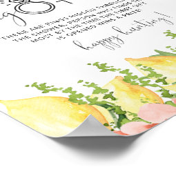 Modern Lemon Floral Ring Hunt Bridal Shower Game Poster | Zazzle