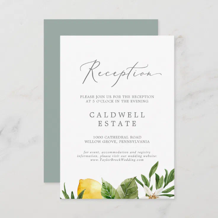 Modern Lemon Garden Reception Insert Card | Zazzle