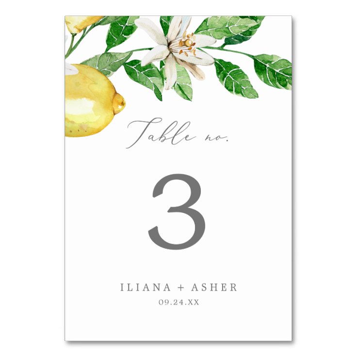 Modern Lemon Garden Table Number | Zazzle
