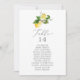 Modern Lemon Garden Table Number Seating Chart | Zazzle