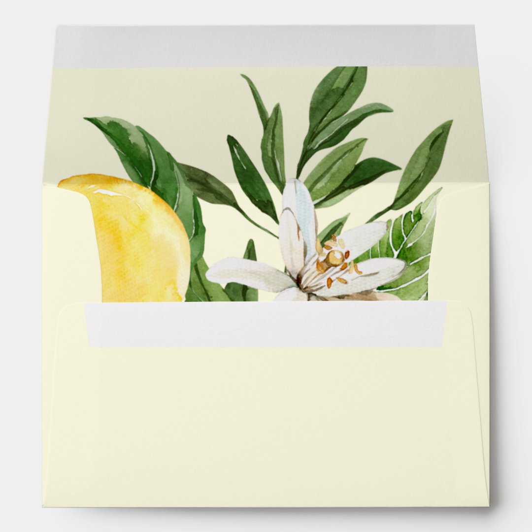 Modern Lemon Garden | Yellow Wedding Invitation Envelope | Zazzle